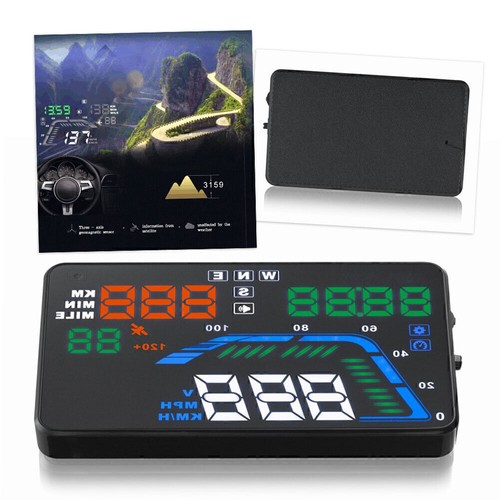 Q7 HUD 5.5" Car GPS Head Up Display OBD2 Speed Warning MPH Fuel ...