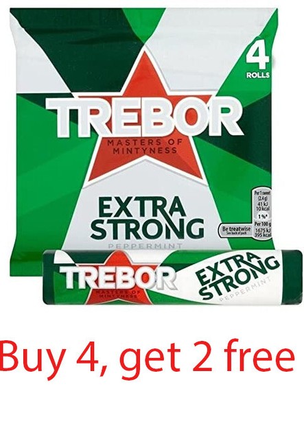 Trebor Extra Strong Mints - Peppermint, Pack of 4 Rolls for sale online ...