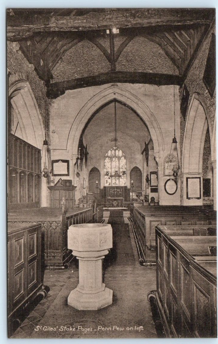 St. Giles' Stoke Poges Penn Pew on left Buckinghamshire England UK ...