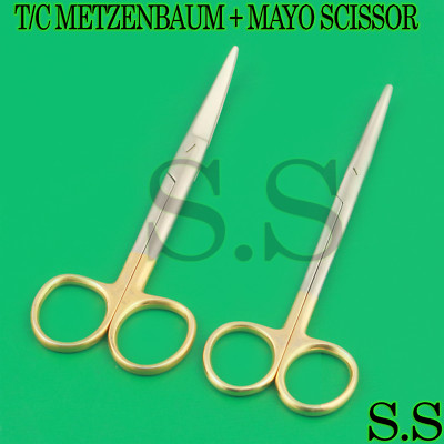 2 EA Surgical Operating Medical Mayo + METZENBAUM Scissors CURVED 6.75 ...