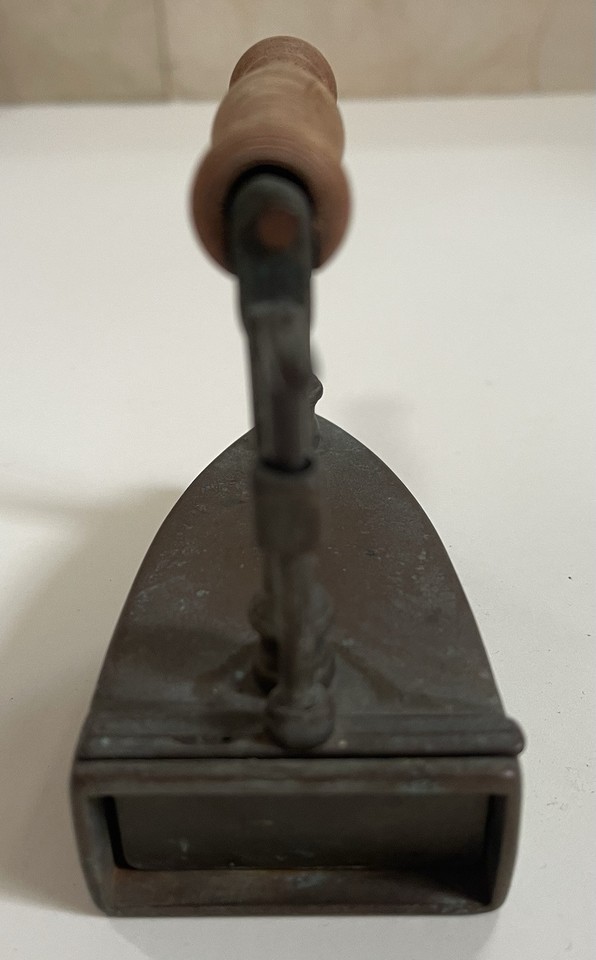 Antique Brass Slug Box Sad Iron Kitchen Tool Pod Wood Handle | eBay