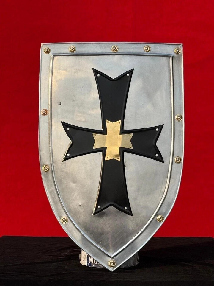 18 Gauge Templar Crusader Heater Shield Holy Red Cross Knight Battle ...