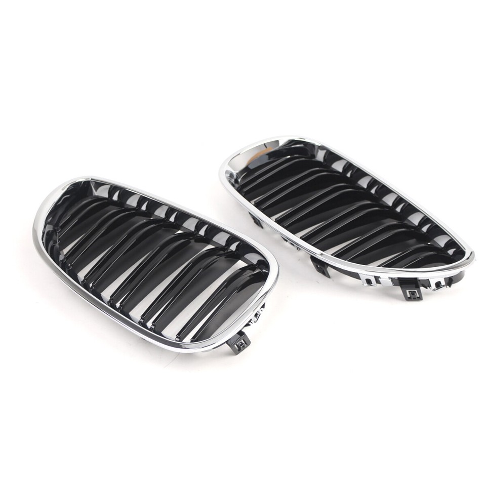 For BMW E60 E61 5 Series M5 03-10 Chrome & Gloss Black Front Kidney ...