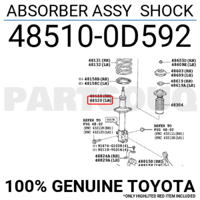 485100D592 Genuine Toyota ABSORBER ASSY SHOCK 48510-0D592 | eBay