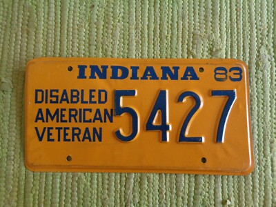 1983 Indiana Disabled American Veteran License Plate 83 IN Tag 5427 | eBay