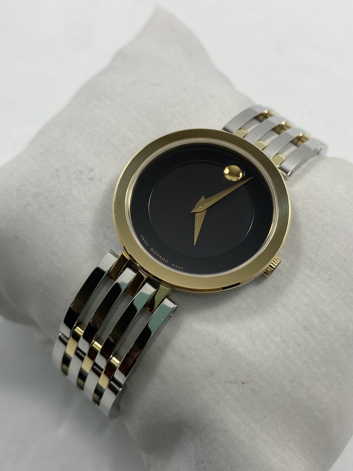 Movado Esperanza Quartz Black Dial Two Tone Stainless Steel Ladies ...