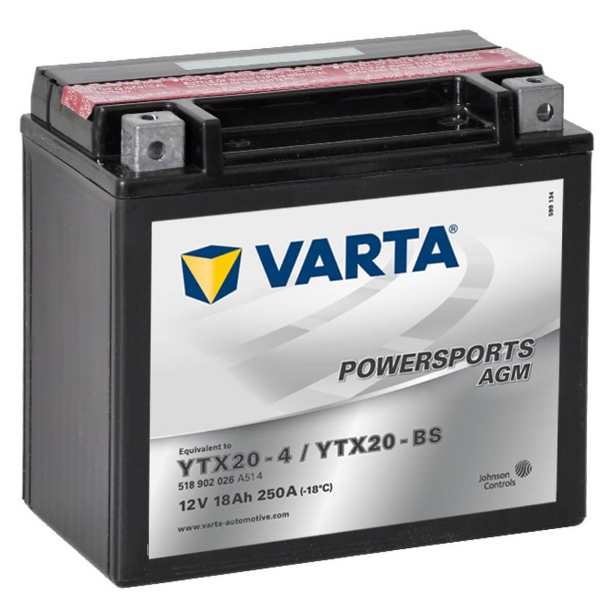 Varta YTX20-BS Motorradbatterie AGM 12V 18Ah CTX20-BS 52013 ersetzt ...