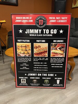 AUTHENTIC 2005 JIMMY JOHN'S ADVERTISING SIGN FRANCHISE SIGN LARGE 26”x ...