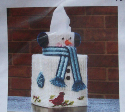 Christmas Snowman Tissue box cover plastic canvas kit | eBay