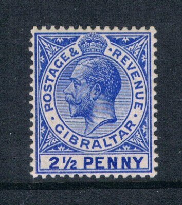 Gibraltar 1912 - 2½d KGV - Deep Bright Blue - LRG "2"- SC 69v [SG 79a ...