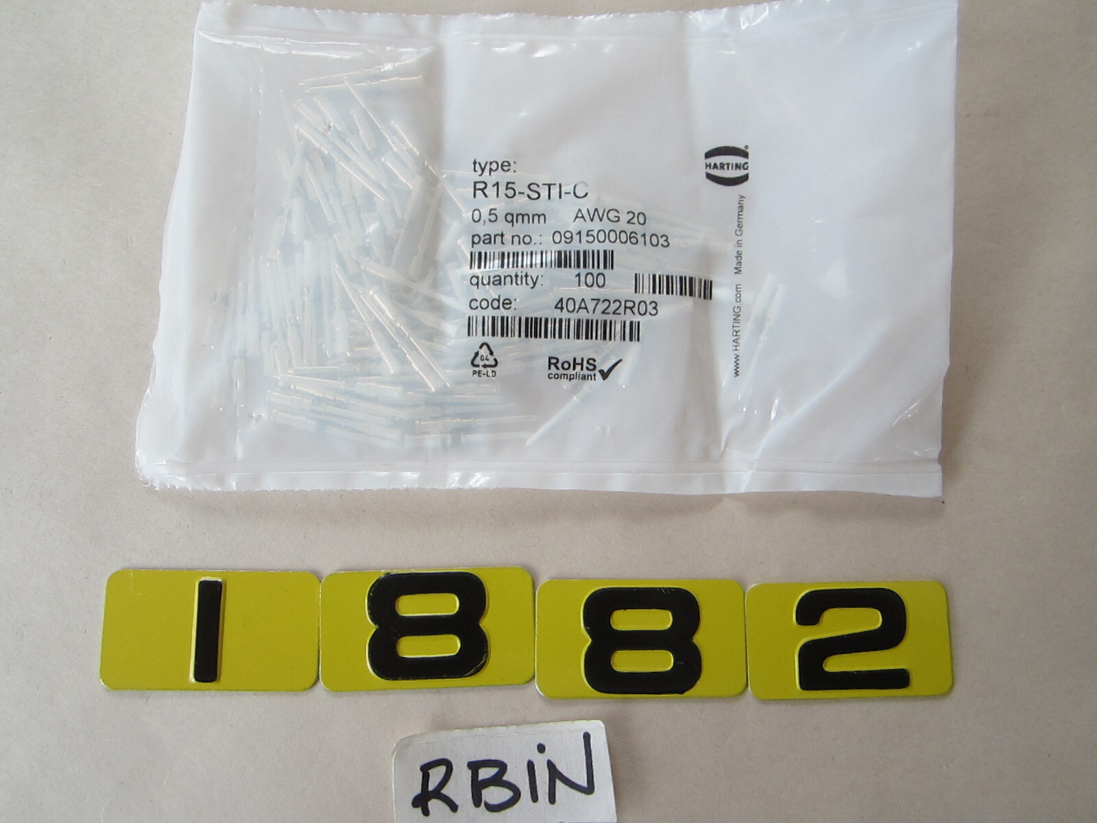 HARTING 09150006103 CRIMP PIN R15-STI-C AWG20 *FACTORY SEALED BAG* LOT ...