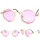 Mens Classic RETRO Modern STEAMPUNK Cyber SUN GLASSES Round Gold Frame ...