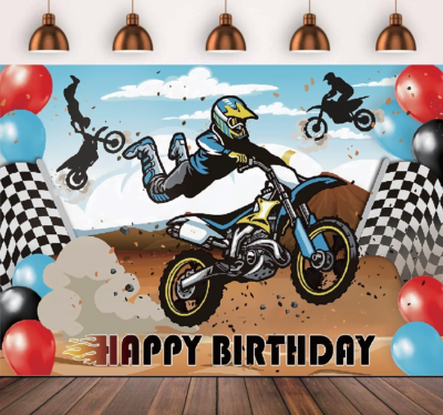 Biker Theme Decorations Motorcycle Birthday Decorations Set, Motocross