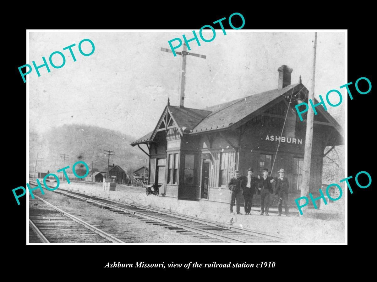 OLD 8x6 HISTORIC PHOTO OF ASHBURN MISSOURI THE RAILROAD DEPOT STATION ...