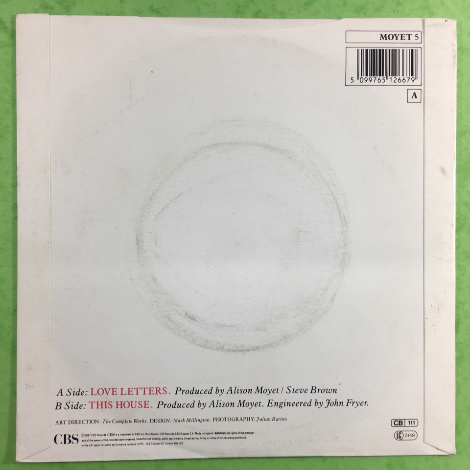 Alison MOYET - Love Letters - CBS Records MOYET-5 Ex Condition | eBay