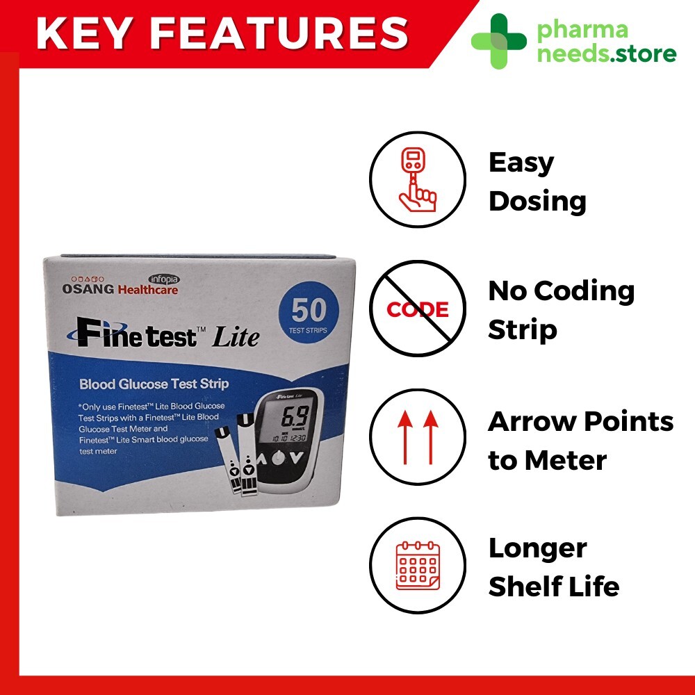 Finetest Lite Blood Glucose Diabetic Test Strips. Pack of 50 - EXPIRY ...
