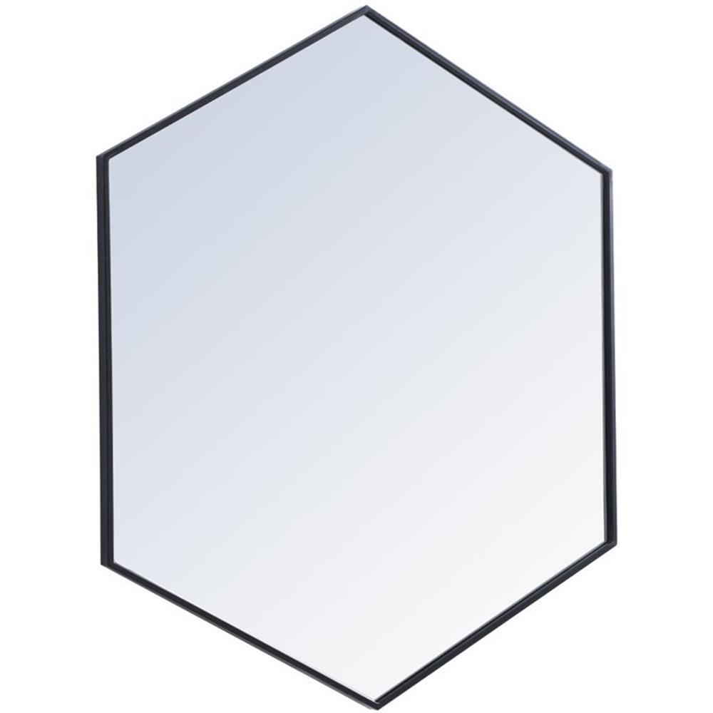 Elegant Decor Eternity 35" x 41" Hexagonal Metal Frame Mirror in Black ...