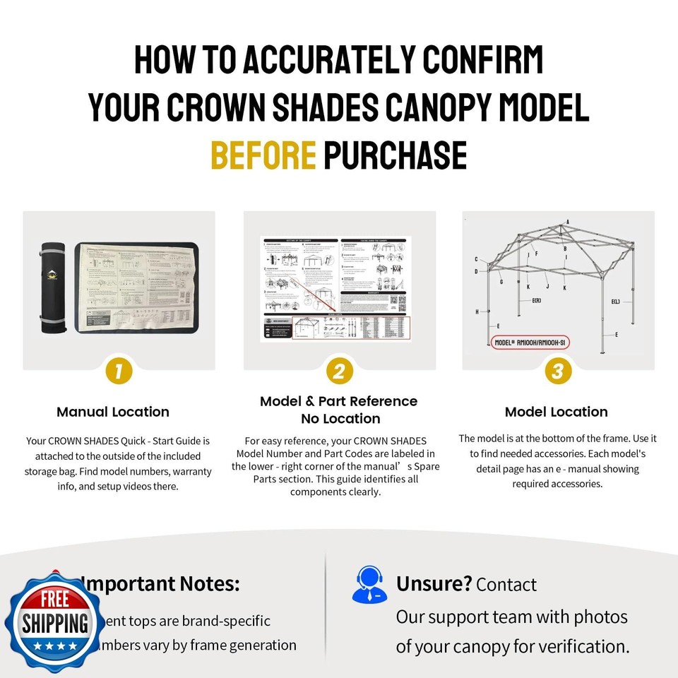 CROWN SHADES 10x10 Canopy Replacement Top - Only Compatible with Crown ...