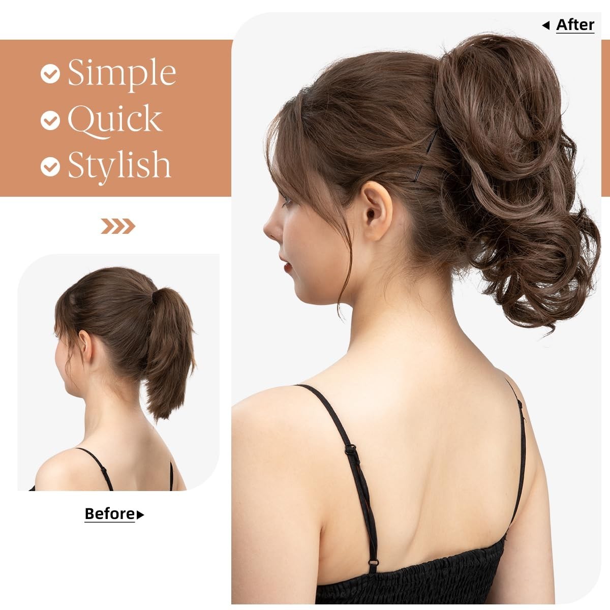 Claw Clip Short Ponytail Hair Extensions DIY Bendable Metals C-Salt and ...