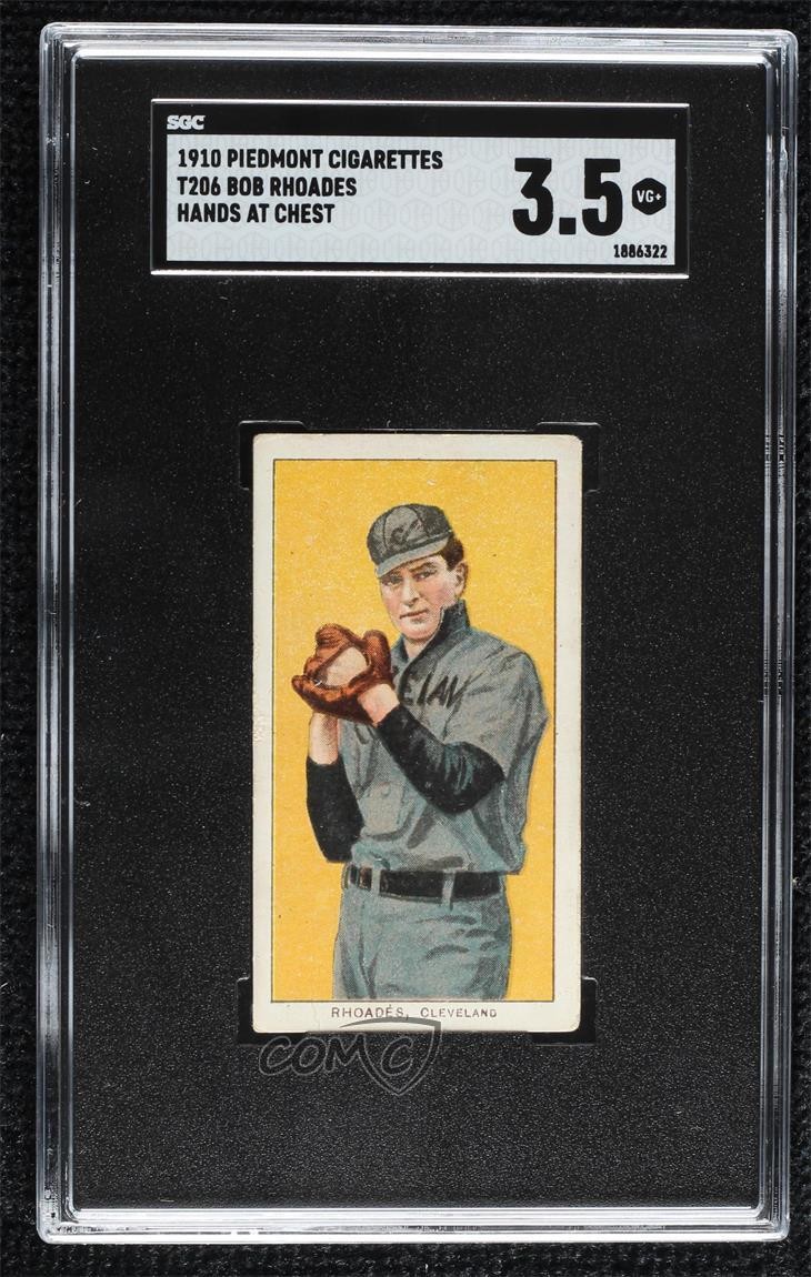 1909-11 T206 Piedmont 350 Back Bob Rhoads Bob Rhoades (Hands at Chest ...
