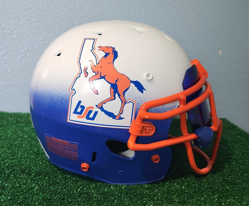 Boise State custom Gloss White/ Blue full size Medium Schutt DNA helmet! | eBay