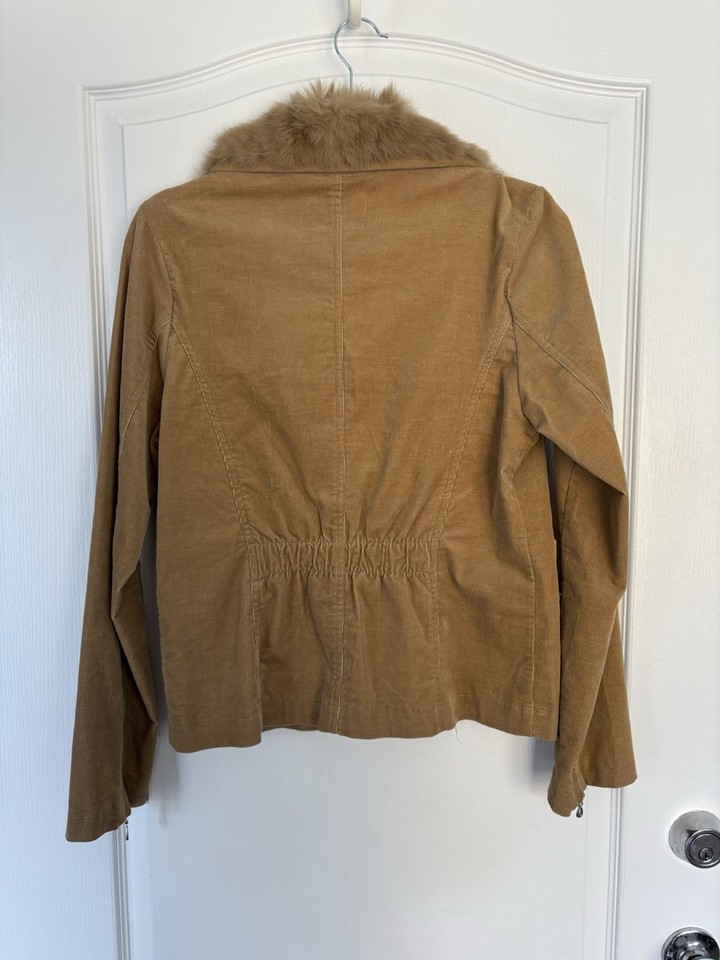 Vintage Y2K Women's REAL Rabbit Fur Corduroy Jacket Size Large Tan ...