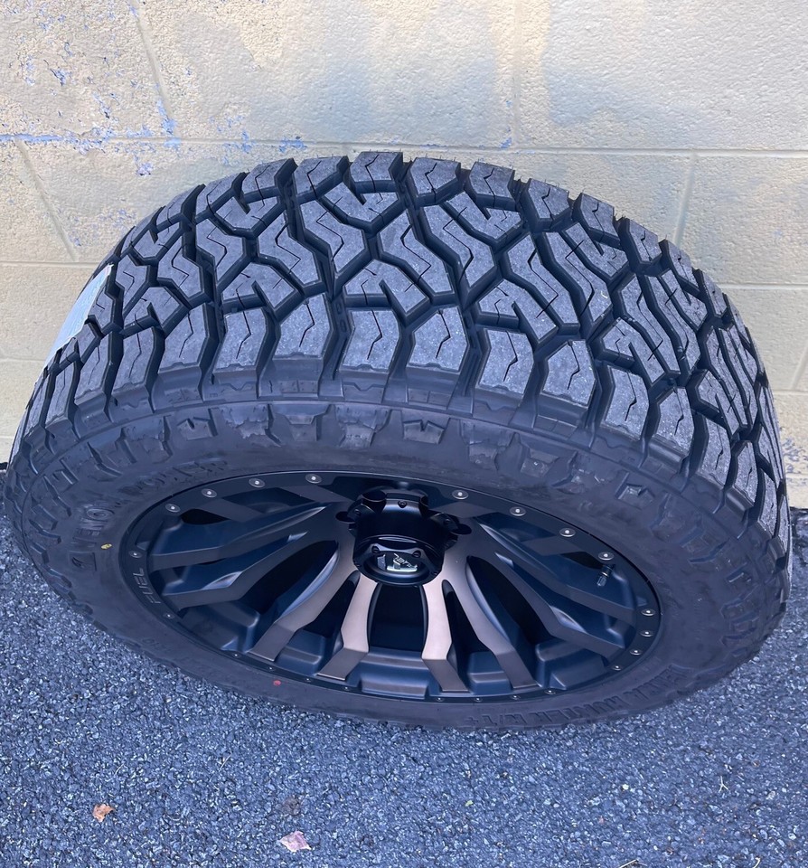 22x10 Fuel D674 Blitz Black Wheels 35" Venom RT Tires 6x5.5 Dodge Ram ...