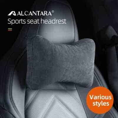 1pc Dark Grey Alcantara Racing Sports Seat Plug-in Car Headrest Neck ...