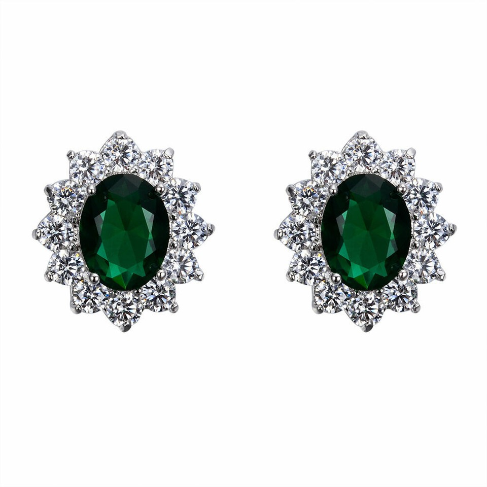 7 Colors Fashion Stud Earring 925 Silver Filled Jewelry Cubic Zircon A ...