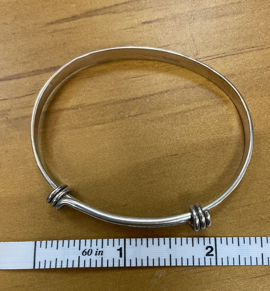 ED LEVIN Sterling Silver 925 Hammered SLIDE BANGLE Bracelet 6.5 ...