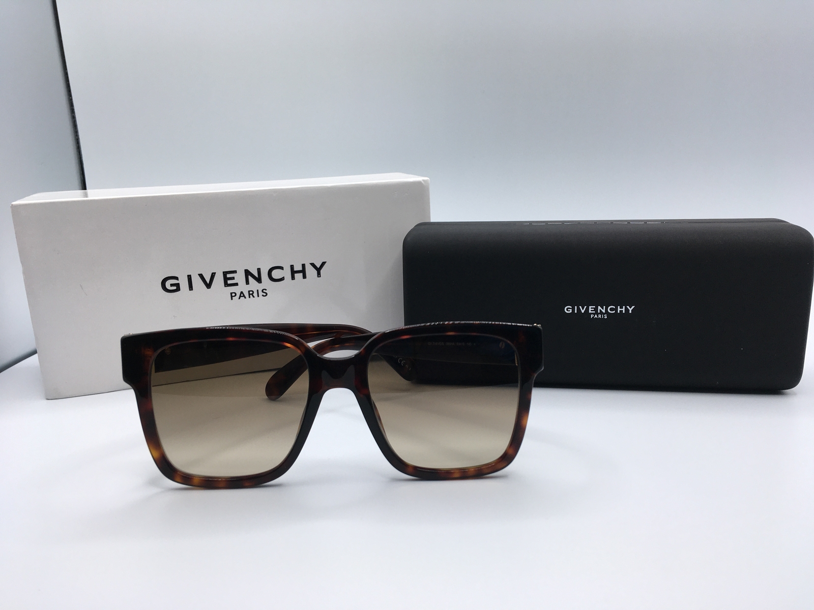 Givenchy GV 714 Women's Dark Havana Frame Brown Gradient Lens Square ...