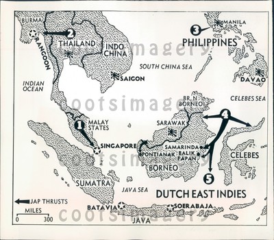 1942 WWII Map Allied Axis Activity Southeast Asia 1942 Press Photo | eBay