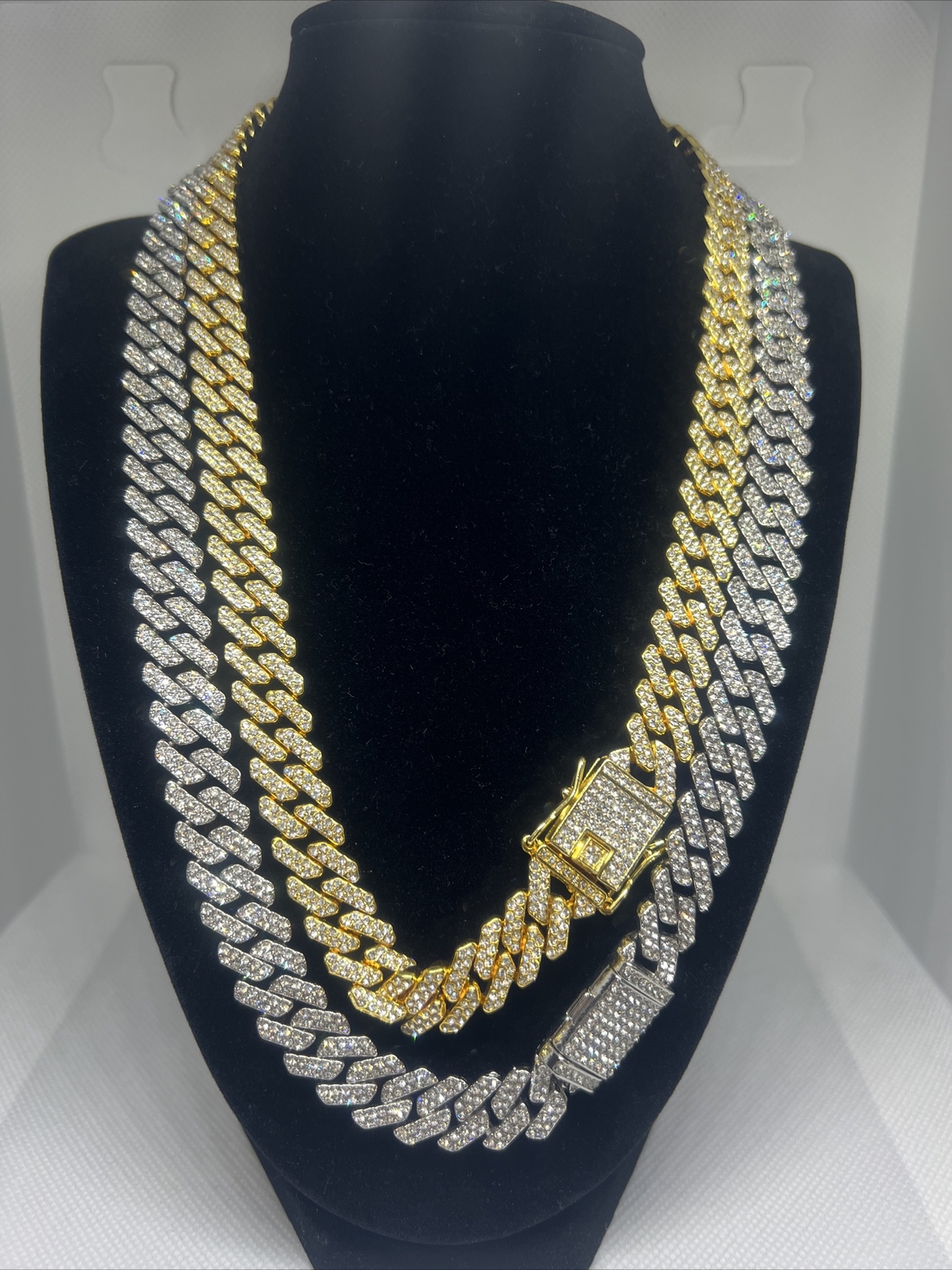 Iced Out Cuban Chains 20” and 22” 11mm Fully Iced Chain Necklaces ...