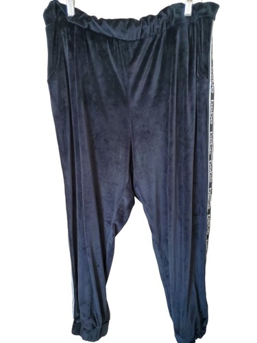 Bebe Black Velour Joggers Y2K Slash Pockets bebe Spell Out Logo Stripe ...
