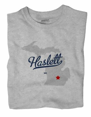 Haslett Michigan MI Mich T-Shirt MAP | eBay