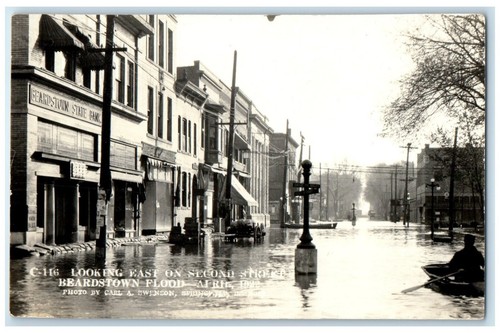 Beardstown Illinois IL RPPC Photo Postcard Looking East On Second ...