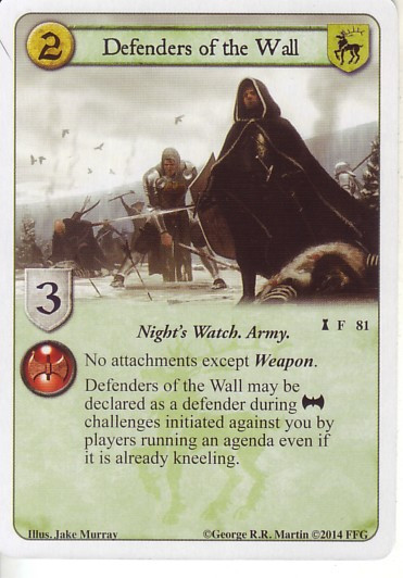 3 x Defenders of the Wall AGoT LCG 1.0 Game of Thrones The Prize of the ...
