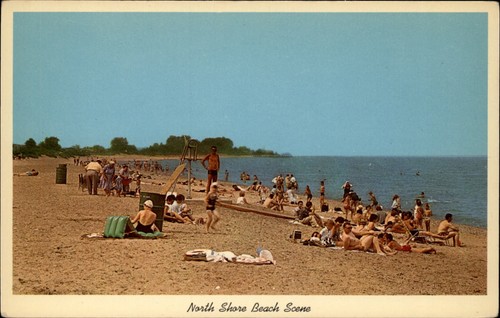 Michigan North Shore scene along lake beach ~ postcard sku771 | eBay