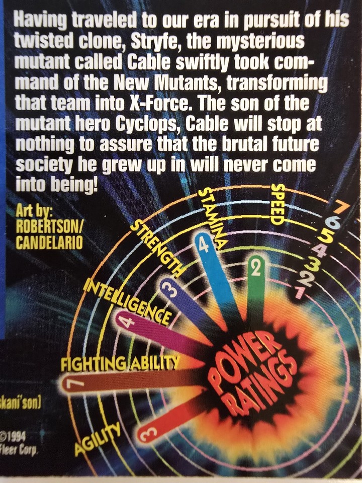 1994 Marvel Universe CABLE #94 Card Super Heroes X-Force EXC - PACK ...
