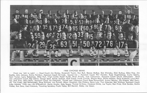 1968 Chicago Bears Team Photo - NFL Football - Vintage 6x9" Page | eBay