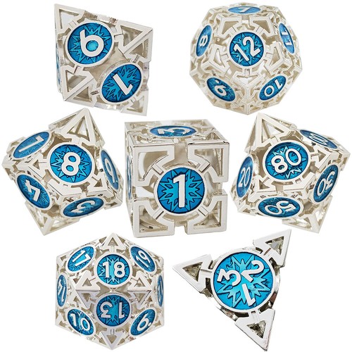 Hollow Polyhedral Dice Set Metal DND Dungeons & Dragons RPG D4-D20 ...