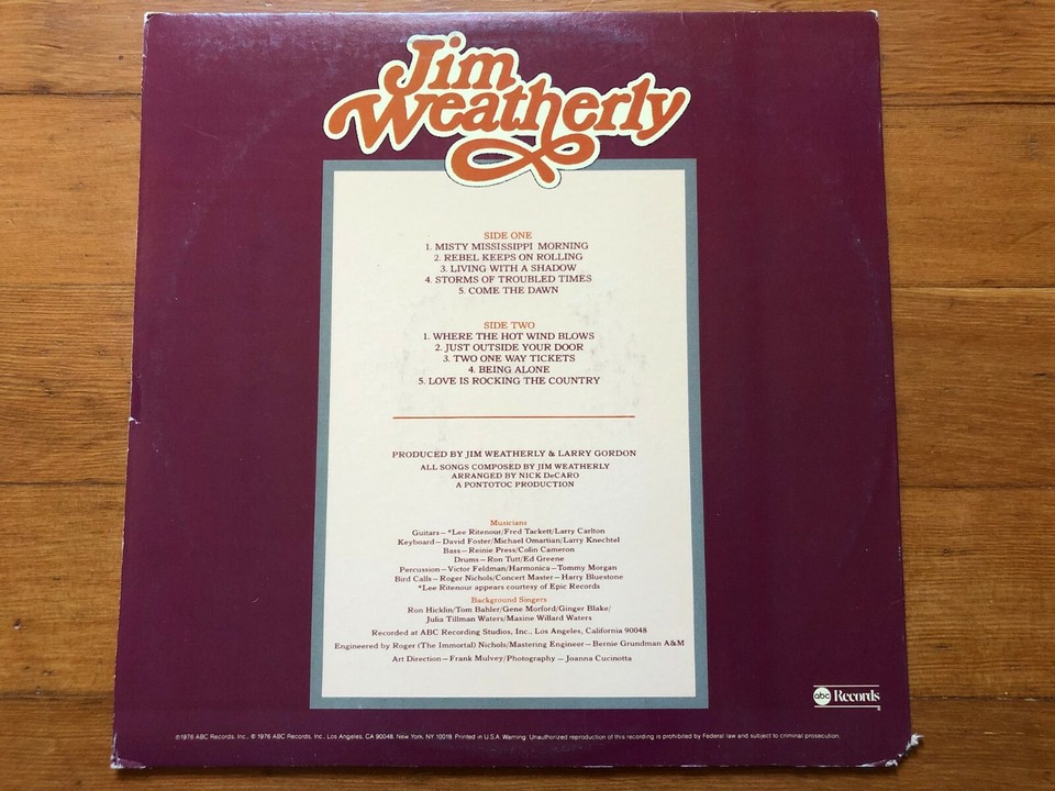 Jim Weatherly~Pictures & Rhymes~1976 ABC Records~Country Folk~Stereo ...