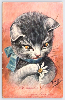 Postcard I Wonder If You Love Me Cat Daisy By Arthur Thiel Signed ...
