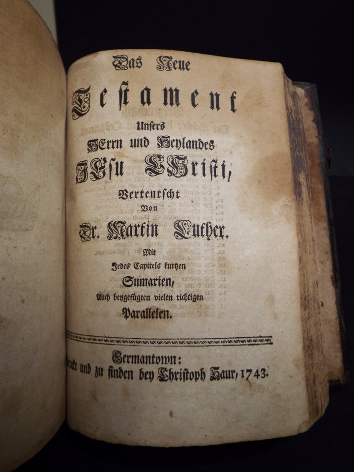 1743 Christopher Saur-2nd Bible printed in America- 1st European ...