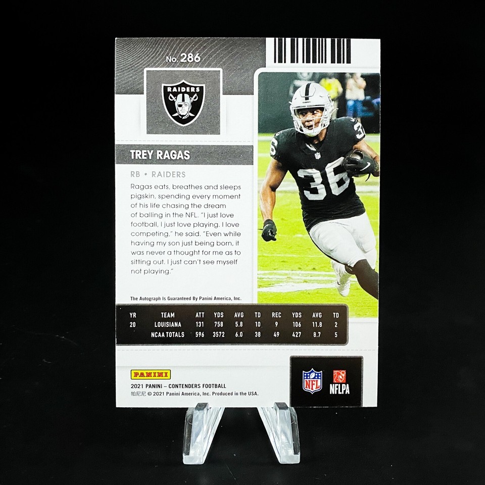 Trey Ragas NFL Rookie Ticket Auto RC Raiders 2021 Panini Contenders ...