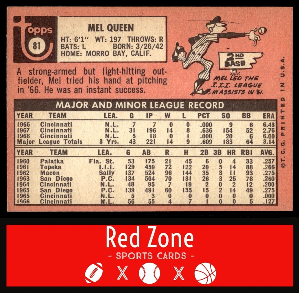 1969 Topps - #81 Mel Queen VG/EX | eBay