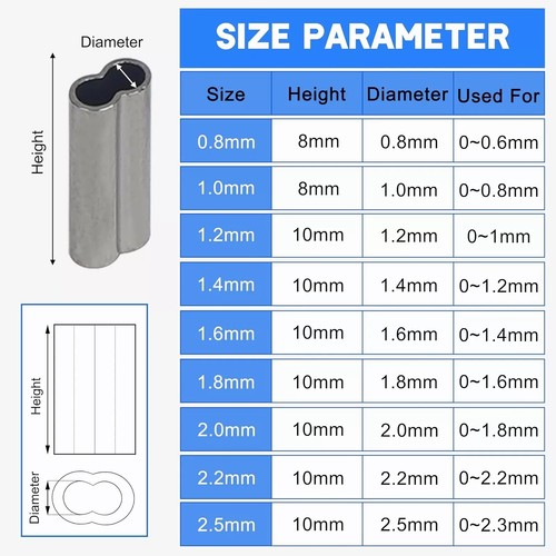 Copper Double Barrel Fishing Crimp Sleeves Tackle Line Tube Connector 0 ...