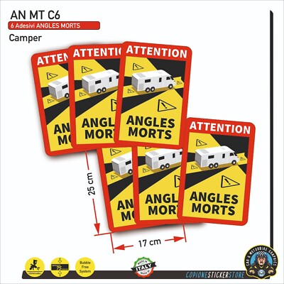 6 Stickers Camper Angle Dead Angles Morts Warning Attencion French MT ...