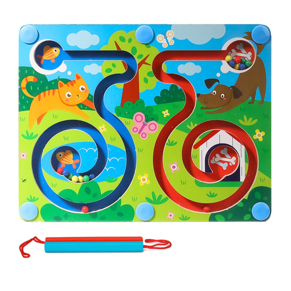 Lightweight Maze Bead Maze Magnetic Wooden Ball Maze Toys for Kids Left ...