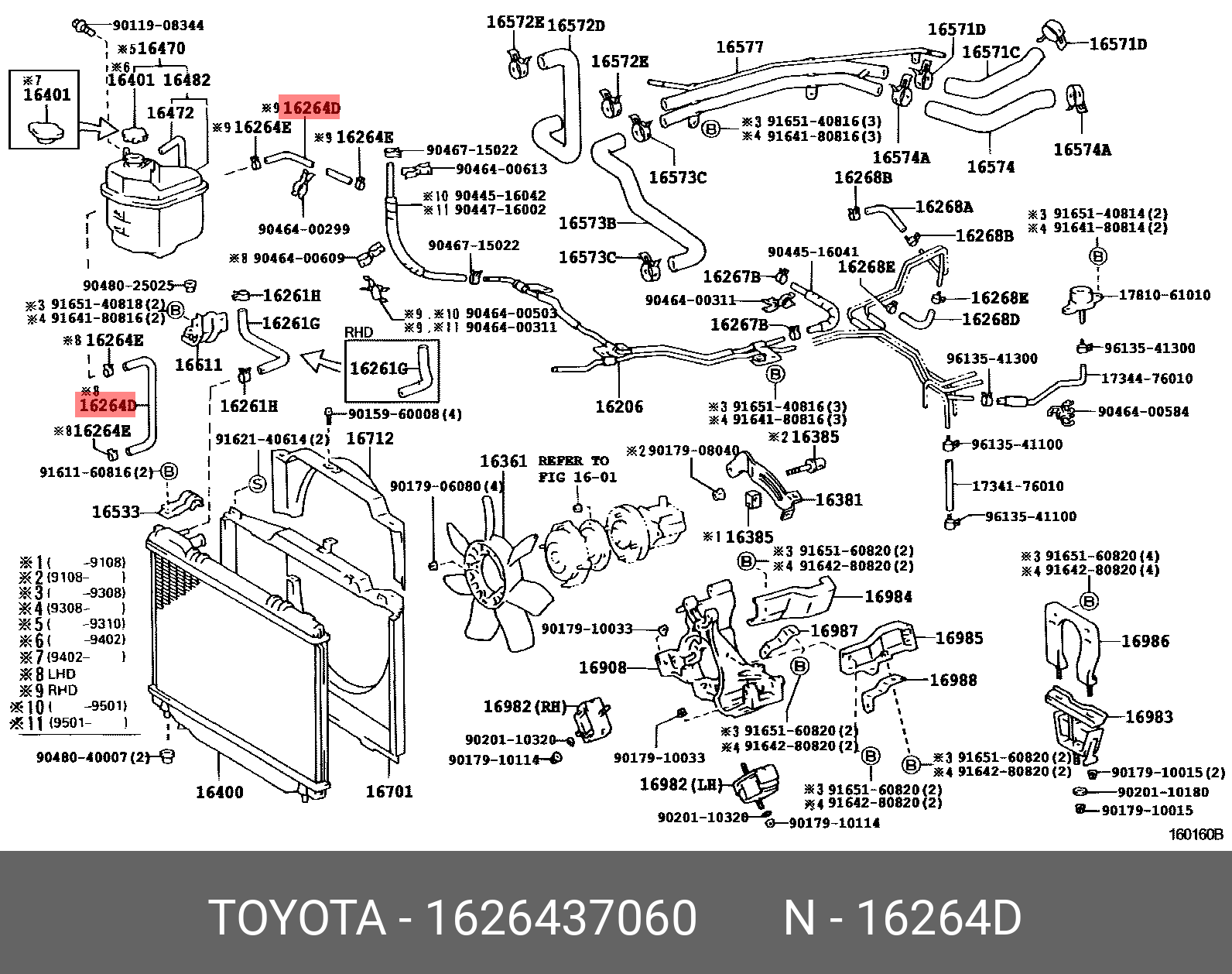 Genuine OE coolant hose, 1626437060 for TOYOTA 16264-37060 | eBay